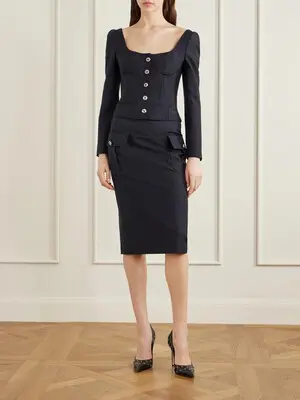 Alexander McQueen Pinstriped Wool And Mohair-blend Midi Skirt