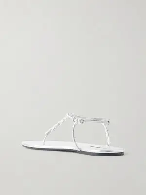 JIL SANDER Braided Metallic Leather Sandals - Gray