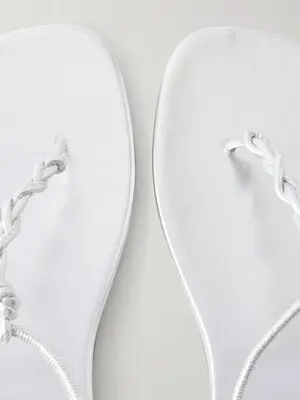 JIL SANDER Braided Metallic Leather Sandals - Gray