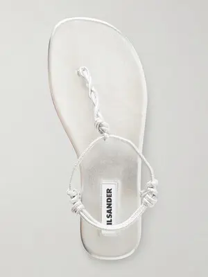 JIL SANDER Braided Metallic Leather Sandals - Gray
