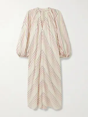 MARRAKSHI LIFE Striped Cotton Maxi Dress - Neutrals