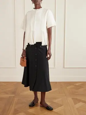 Sacai Paneled Pleated Ruffled Top