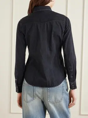 Ralph Lauren Embroidered Cotton Chambray Western Shirt