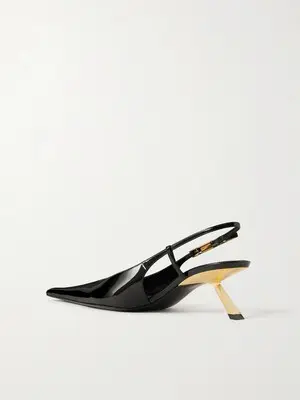 Saint Laurent Lee Patent-leather Slingback Pumps