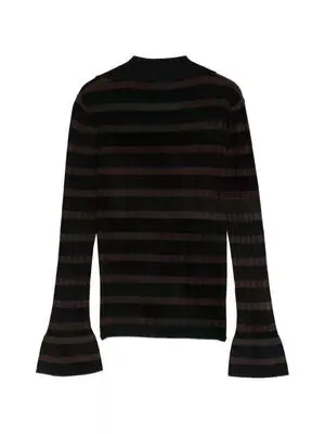 ROBERTO COLLINA Striped V-neck Ribbed Shirt