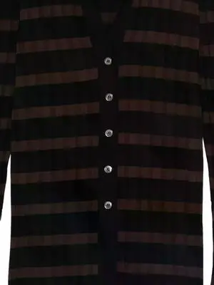 ROBERTO COLLINA Striped V-neck Ribbed Shirt