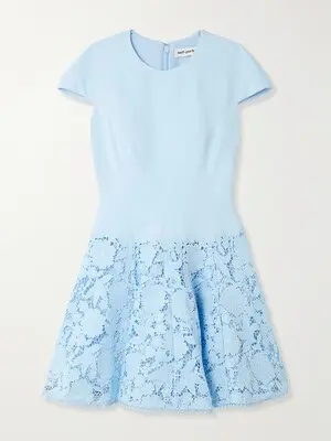SELF-PORTRAIT Crepe And Guipure Lace Mini Dress