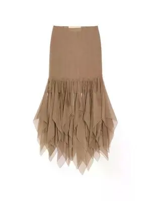 Valentino Garavani Asymmetrical Chiffon Midi Skirt - Green