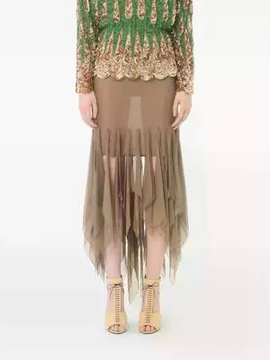Valentino Garavani Asymmetrical Chiffon Midi Skirt - Green