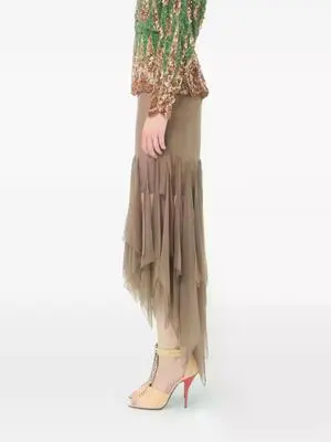 Valentino Garavani Asymmetrical Chiffon Midi Skirt - Green