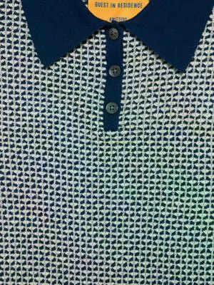 Guest In Residence Pique Buttoned Short-sleeve Polo Shirt - Blue