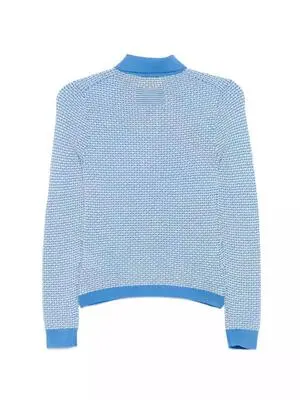 Guest In Residence Piquet Long Sleeve Patterned Polo Shirt