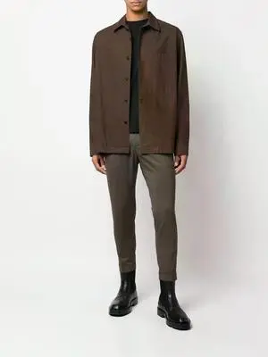 LOW BRAND Straight-leg Wool-blend Trousers - Brown