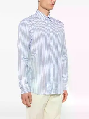 Brioni Hidden Bd Striped Buttoned Shirt