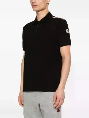 Moncler Stripe-detail Polo Shirt - Black