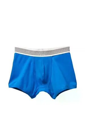 Versace Ribbed Cotton-jersey Trunks - Blue