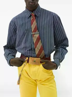 Versace Loose-fitting Shirt In Striped Cotton Poplin