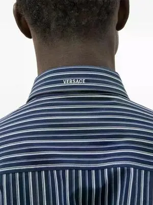 Versace Loose-fitting Shirt In Striped Cotton Poplin