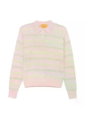 Guest In Residence Collegiate Striped Collared Polo Shirt