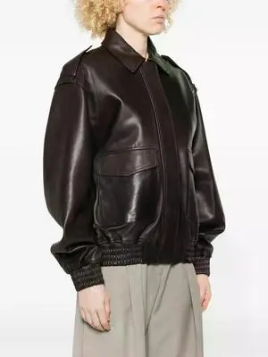 ARMA Astra Leather Bomber Jacket - Brown