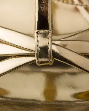 Prada Metallic Leather Wedge Sandals - Gold/silver