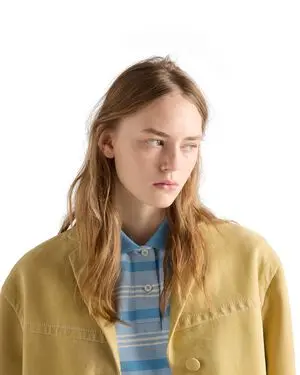 Prada Striped Piqué Polo Shirt - Light Blue
