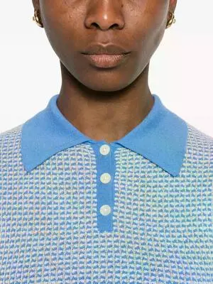 Guest In Residence Patterned Polo Shirt - Blue