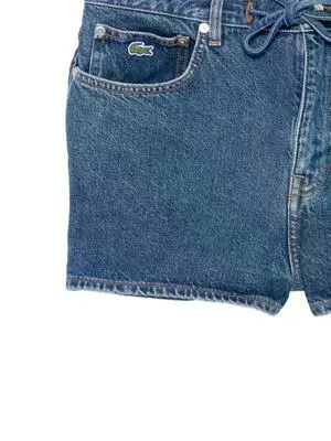 Lacoste Logo Embroidered Denim Shorts - Blue