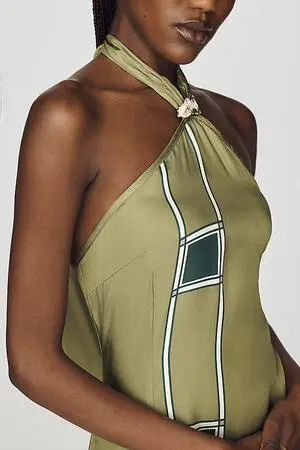 SANCIA Halterneck Maxi Dress - Green Pattern
