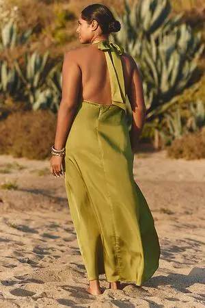 SANCIA Halterneck Maxi Dress - Green Pattern