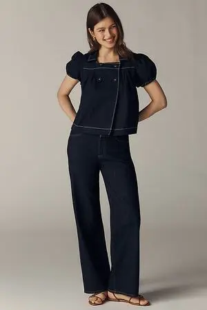 Maeve Puff Sleeve Double-breasted Top