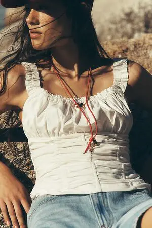Maeve Ruched Cami - White