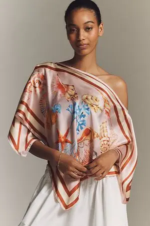 Anthropologie Printed Scarf Poncho Top Shell Print