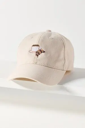 Anthropologie Icon Embroidered Baseball Cap - Coffee