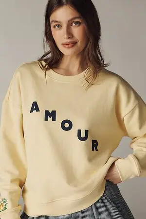 Maeve Cotton Blend Amour Sweatshirt - Light Yellow