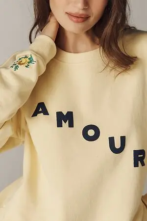 Maeve Cotton Blend Amour Sweatshirt - Light Yellow