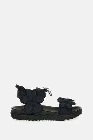 Cecilie Bahnsen Cilla Leather And Neoprene Sandal - Black