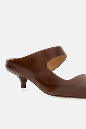 Marsèll Flat-bottomed Leather Mule - Marrone