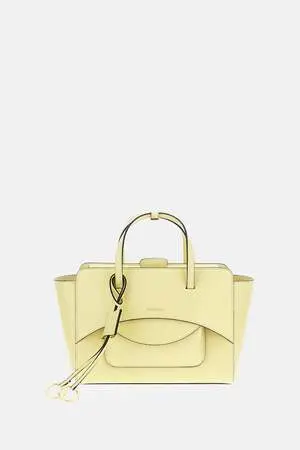 HIDESINS Leather Shoulder Bag With Flap - Yellow