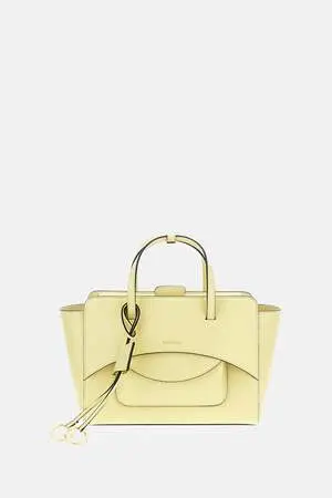 HIDESINS Leather Shoulder Bag With Flap - Yellow