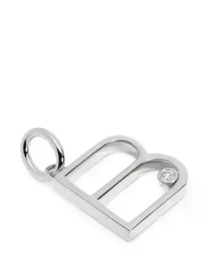 Monica Vinader Solitaire Diamond Initial Pendant - Silver