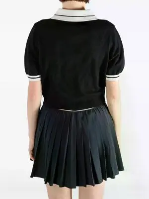 MALBON Mikayla Short-sleeves Collared Polo Top - Black