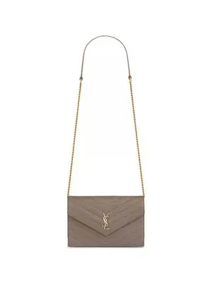 Saint Laurent Envelope Chain Wallet - Brown