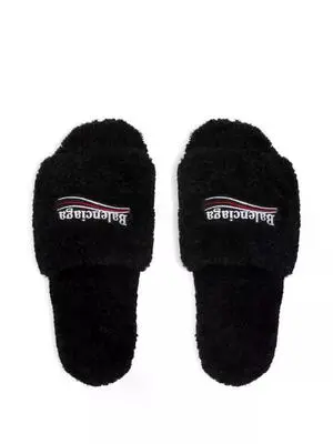 Balenciaga Furry Sandals - Black