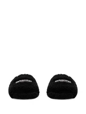 Balenciaga Furry Sandals - Black