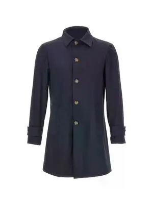 BARBA NAPOLI Single-breasted Button-up Coat - Blue