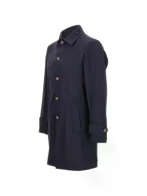 BARBA NAPOLI Single-breasted Button-up Coat - Blue