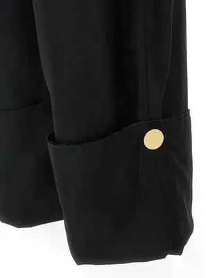 DARKPARK Palazzo Pants With Button Hem Turn-up