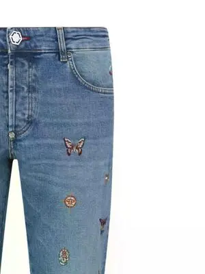 Philipp Plein Embroidered Straight Leg Jeans