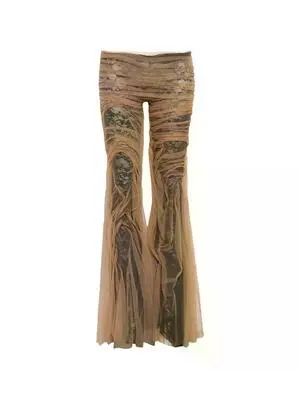 DI PETSA Mesh Flared Trousers - Neutrals